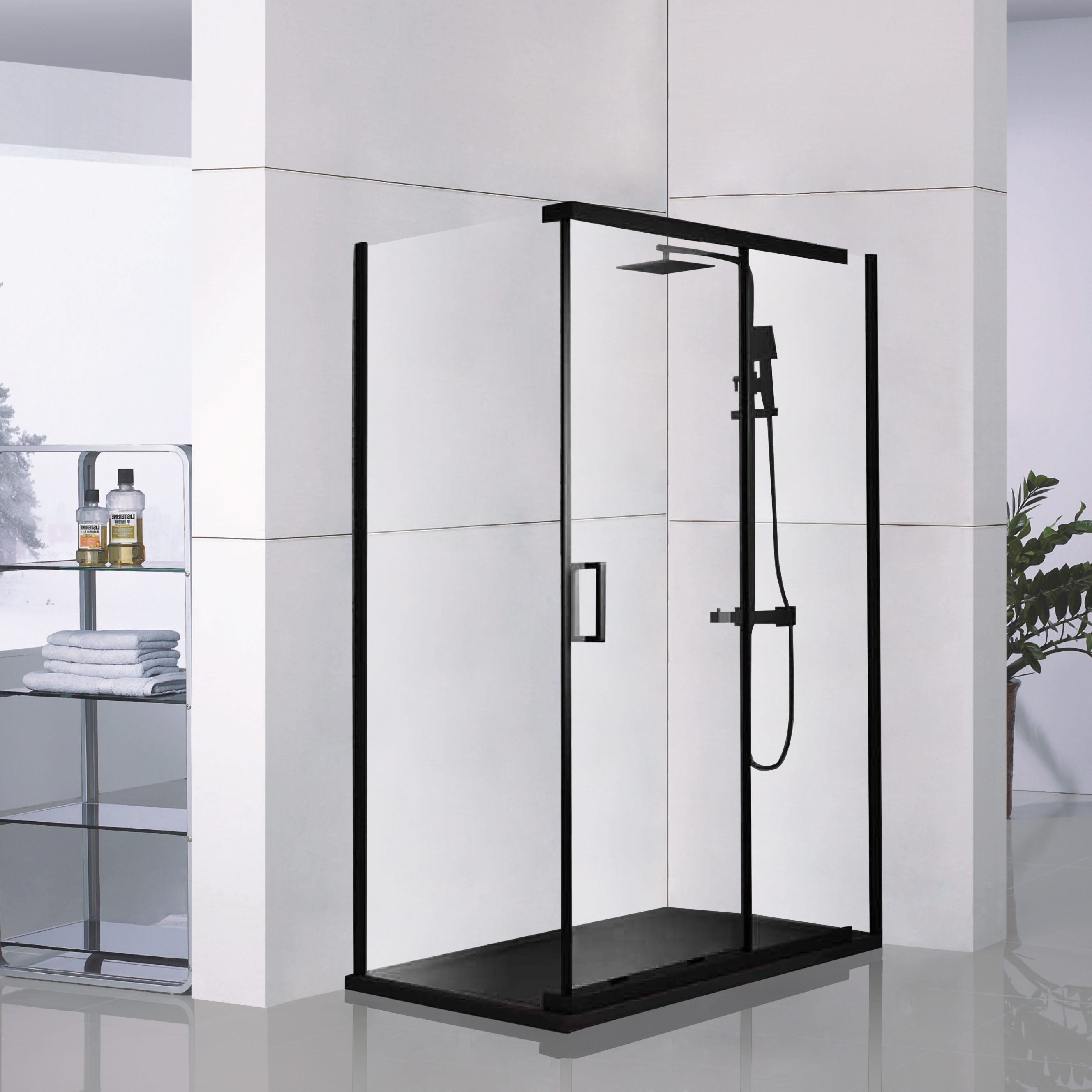 Custom Black Semi Frameless Glass Swing Shower Enclosures (A6) - Buy Custom Swing Shower ...
